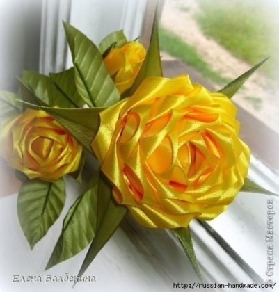 Yellow rose satin ribbon flower – Art & Craft Ideas