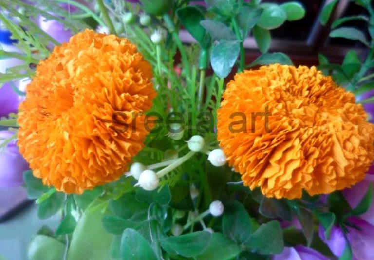 How to make marigold flower with crepe paper – Art & Craft Ideas